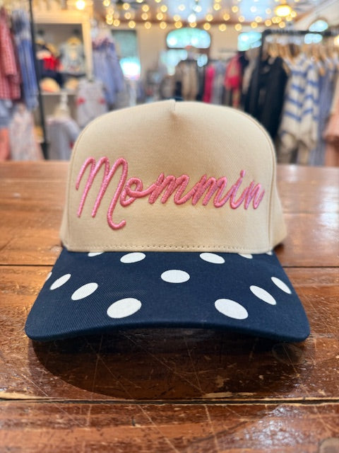 Embroidered Hat - Mommin in Pink, Polka Dot Bill – KC Outfitter